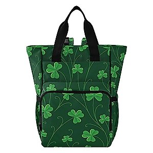 Clover St Patricks Diaper Bag Backpack for Baby Boys Girls Multifunction Baby Essentials Travel Tote with Stroller Straps & Bottle Storage Baby Diaper Bag for Dads Moms Hiking Shopping Traveling