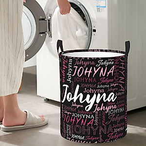 Custom Laundry Basket with Name, Personalzied Name Waterproof Laundry Hamper with Handles, Customized Dirty Clothes Storage Basket for Bathroom Bedroom