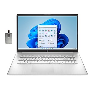 HP 2022 17.3" HD+ BrightView Laptop, Intel Core i3-1115G4 Processor (Beats i5-1035g1), 16GB RAM, 256GB PCIe SSD, Intel UHD Graphics, HD Webcam, HD Audio, Windows 11, Silver, 32GB Snowbell USB Card
