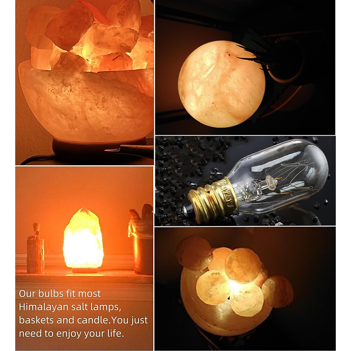 Vinkoe Kitchen 25 Watt Salt Lamp Bulbs Himalayan Original Replacement Light Bulbs Incandescent Candelabra Bulbs E12 Socket-12 Pack