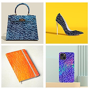 HYANG Mirror Embossed Metal Water Cube Lavender PU Faux Leather Sheets 1 Roll 12"X53"(30cmX135cm), Faux Leather Very Suitable for Leather Earrings, Bows, Handbag ，Sewing ，Crafts Making