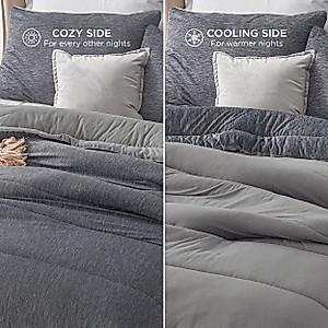 Bedsure Full Comforter Set - Cooling and Warm Bed Set, Dark Grey Reversible Bedding for All Season, 3 Pieces, 1 Full Size Comforter (82"x88") and 2 Pillow Cases (20"x26")