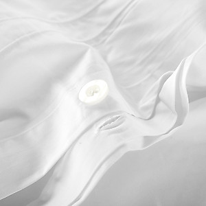 CASA BOLAJ DESIGNED TO DREAM Triomphe Collection 3 Pieces Do Not Include Filling White Color King Size Duvet Cover Set 100% Egyptian Cotton Sateen 400 Thread Count Luxury Handcraft(White,King)