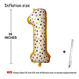 Sweet One Number Balloons Donut Birthday Party Decorations 40 IN Sprinkle Balloon 1st Candyland Donut Grow Up Party Supplies 1 Balloon for First Birthday Candy Balloons