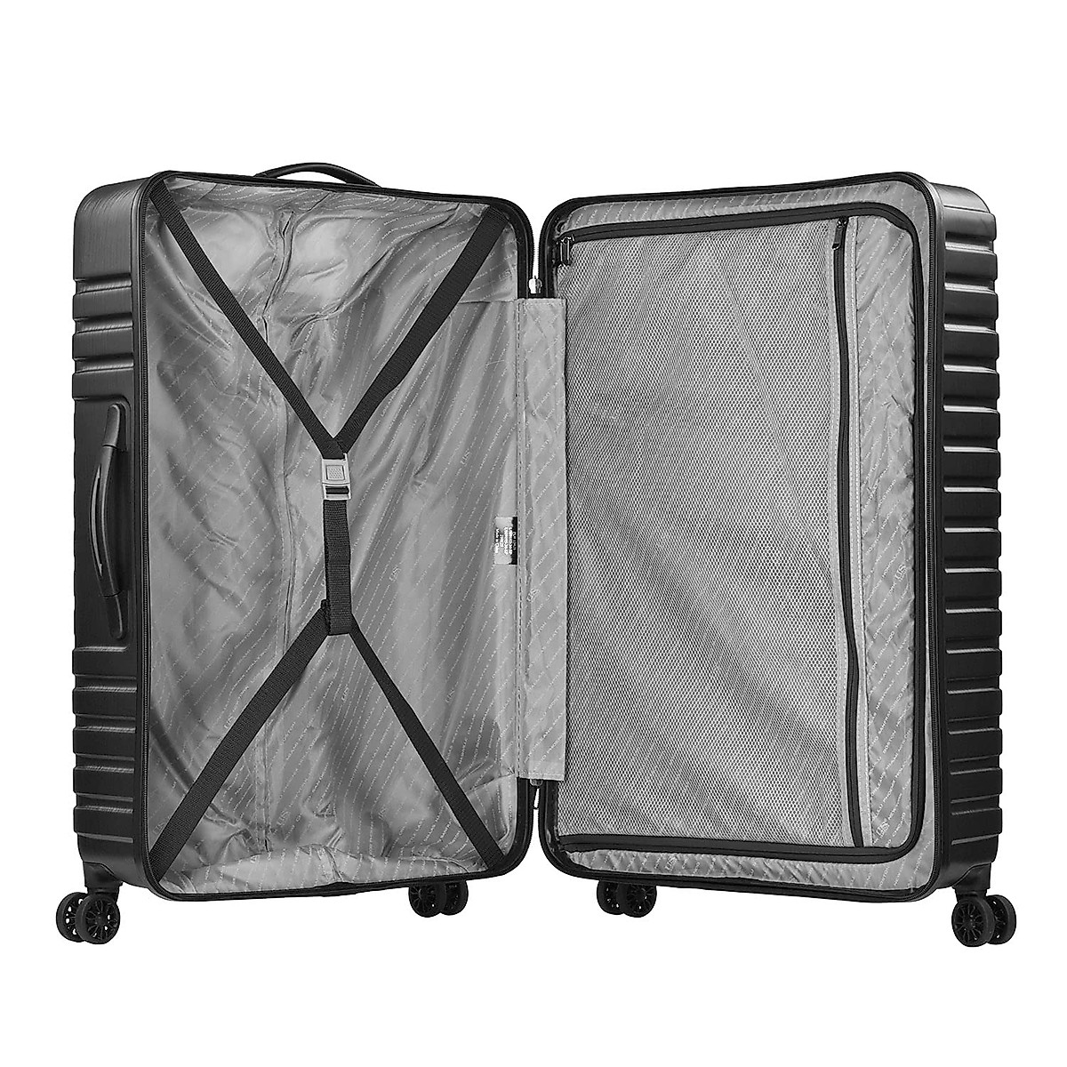 U.S. Traveler Boren Polycarbonate Hardside Rugged Travel Suitcase Luggage with 8 Spinner Wheels, Aluminum Handle, Black, Checked-Large 30-Inch