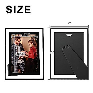 Egofine 5x7 Picture Frames Set of 4, Glass Picture Frames Black Clear Wedding Photo Frames for Tabletop Display Vertically or Horizontally