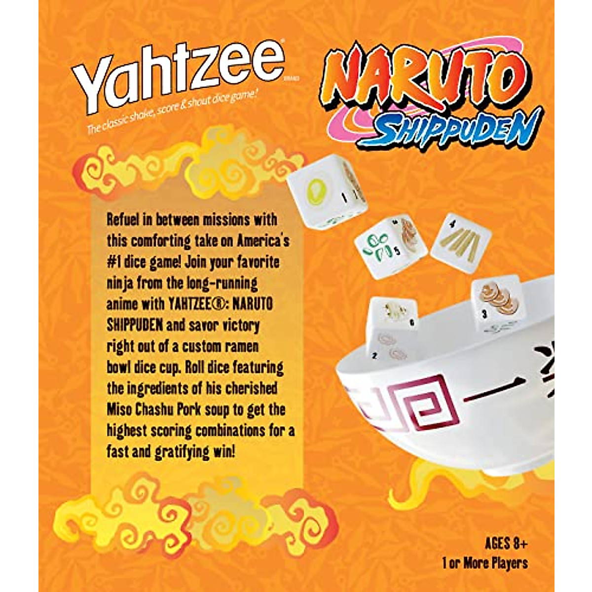 YAHTZEE: Naruto Shippuden | Collectible Ramen Bowl Dice Cup | Classic Family Dice Game Based on Anime Show | Great for Family Game Night | Officially-Licensed Naruto Game & Merchandise