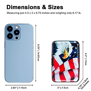 Kaabao Credit Card Holder, RFID Blocking Small Metal Credit Cards Holder Wallet for Women Men Business Aluminum Protector Sleeves Slim Case (Bald Eagle on American Flag)