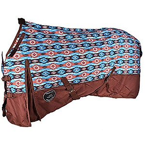 Showman Orange and Turquoise Southwest Print 1200D Turnout Blanket 300gm (80)