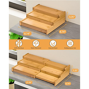 VenDotbi Spice Rack Organizer, 3 Tier Expandable Bamboo Spice Rack Organizer, Great for Kitchen Cabinet, Cupboard, Pantry and More