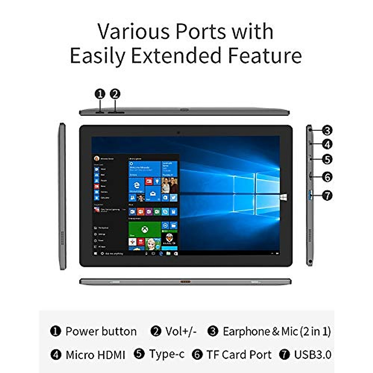 FCHJJ Jumper 10.1 inch ezpad 8 2in1 Tablet pc 4GB DDR4 64GB SSD Windows 11 Intel Celeron 3350 Ultrabook Laptop HDMI Bluetooth USB 3.0 Include Docking Keyboard, ezbook S5 Go