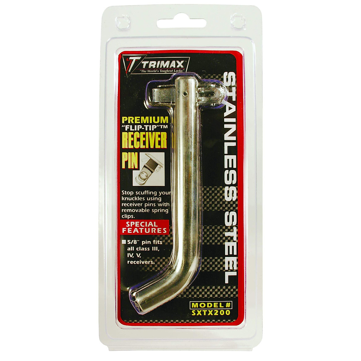 Trimax SXTX200 Premium Stainless Steel Flip-Tip 5/8" Receiver Pin