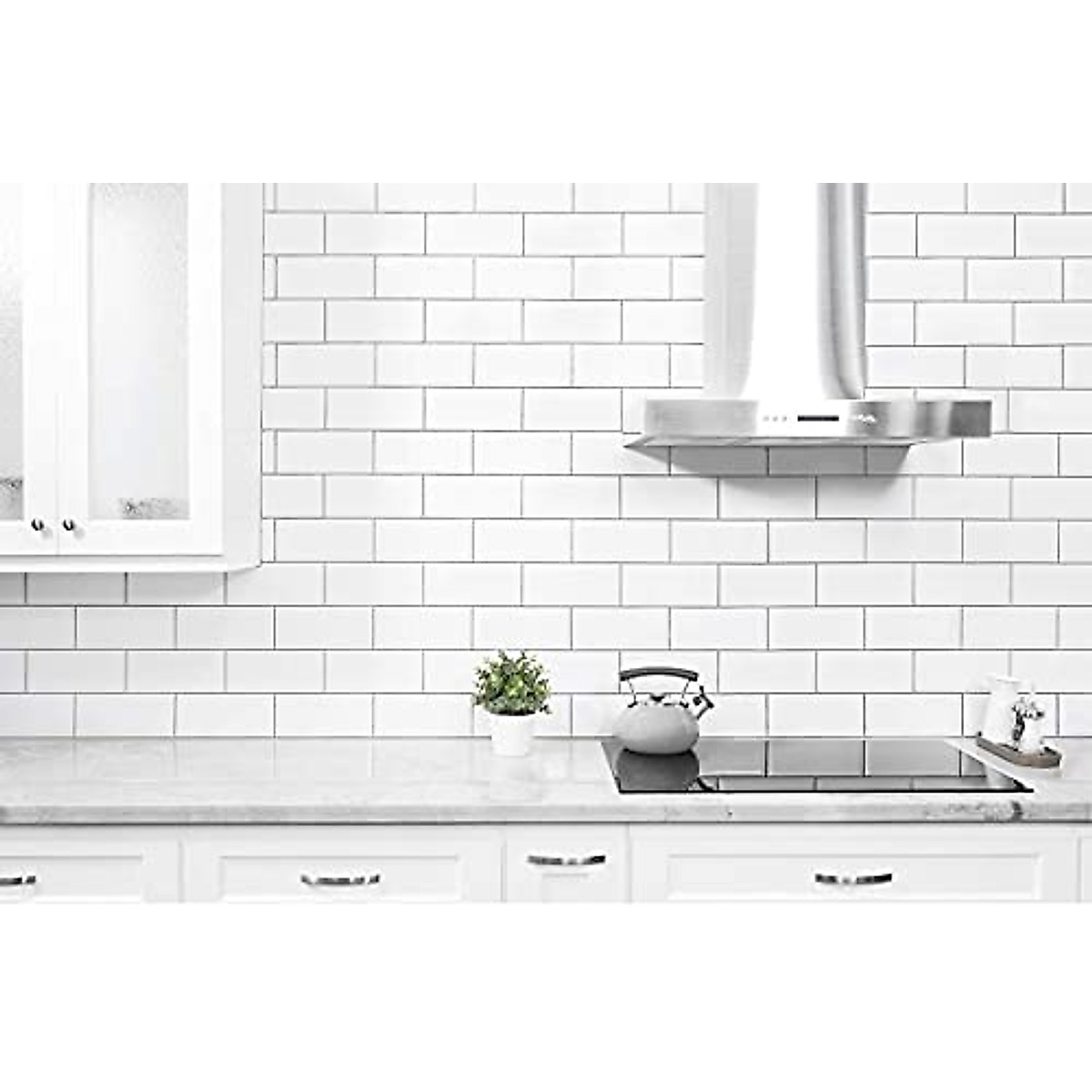 STICKGOO 10-Sheet Peel and Stick Subway Tile, Stick on Tiles Backsplash for Kitchen & Bathroom in White (Thicker Design)