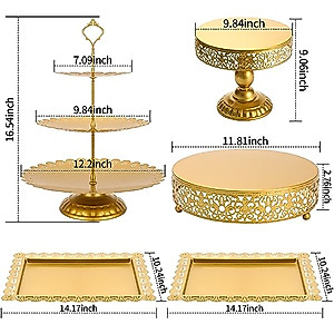 5 Pieces Gold Cake Stand Set Metal Cupcake Tray Tea Party Dessert Rack for Wedding Birthday Baby Shower Party Home Decoration Items
