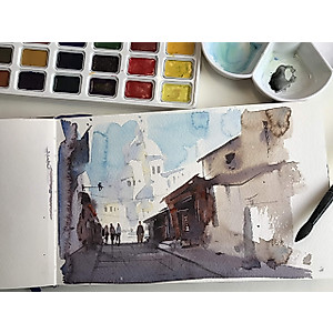 Square Watercolor Journal, 5.5x5.5”, 140 LB, 300 GSM, tumuarta Cotton Paper, Cold Press, 24 Sheets, 48 Pages, Watercolor Paper Notebooks for Use As Travel Sketchbooks and Mix Media Pad On The Go