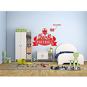 Football Personalized Custom Number Football Player Wall Vinyl Decal Sticker - Graphic Play Decor Kids Bedroom Team Touchdown - Sport B - / Man-Caves, Playroom kids bedroom (Designs Fooball 7)