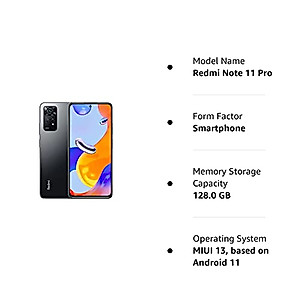 Xiaomi Redmi Note 11 Pro 4G Global Version 128GB + 6GB Unlocked 6.67" 108MP Camera Night Mode (Not Verizon Sprint Boost Cricket Metro At&T) + (w/Fast Car Charger Bundle) (Graphite Gray)