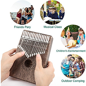 PARDUS Kalimba 17 Keys,Easy to Learn Portable Finger Piano,with Study Guide and Tune Hammer,Thumb Piano Bag,Color Stickers,Gift for Kids, Adult Beginners Professional (Wood color)
