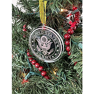 AE Sport US Army Christmas Ornament Glass Etched Hanging Pendant