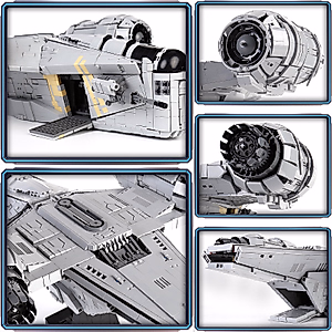 WLOXBKF MOC Starship Toys The Razor Crest Spaceship Model Building Kits,Star Plan UCS Collectible Set for Adults Compatible with Star Wars A New Hope Educational Blocks (5018 Pieces)