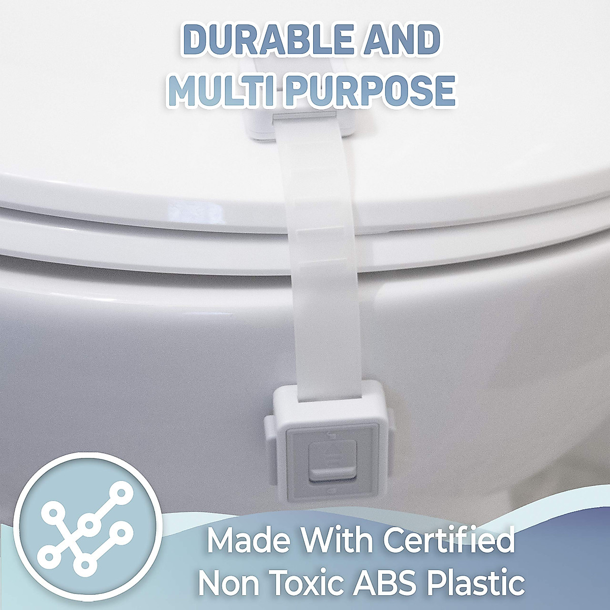 Budding Sprout Durable Strong Safety Strap Lock 6-Set for Baby Safety - for Cabinet, Drawer, Fridge, Toilet, and Furniture - 3M Adhesive Easy Install No Tools Needed