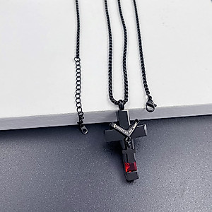 YOUFENG January Birthstones Urn Necklaces for Ashes Cross Cremation Pendant Urns for Human Ashes Memorial Keepsake Locket Jewelry