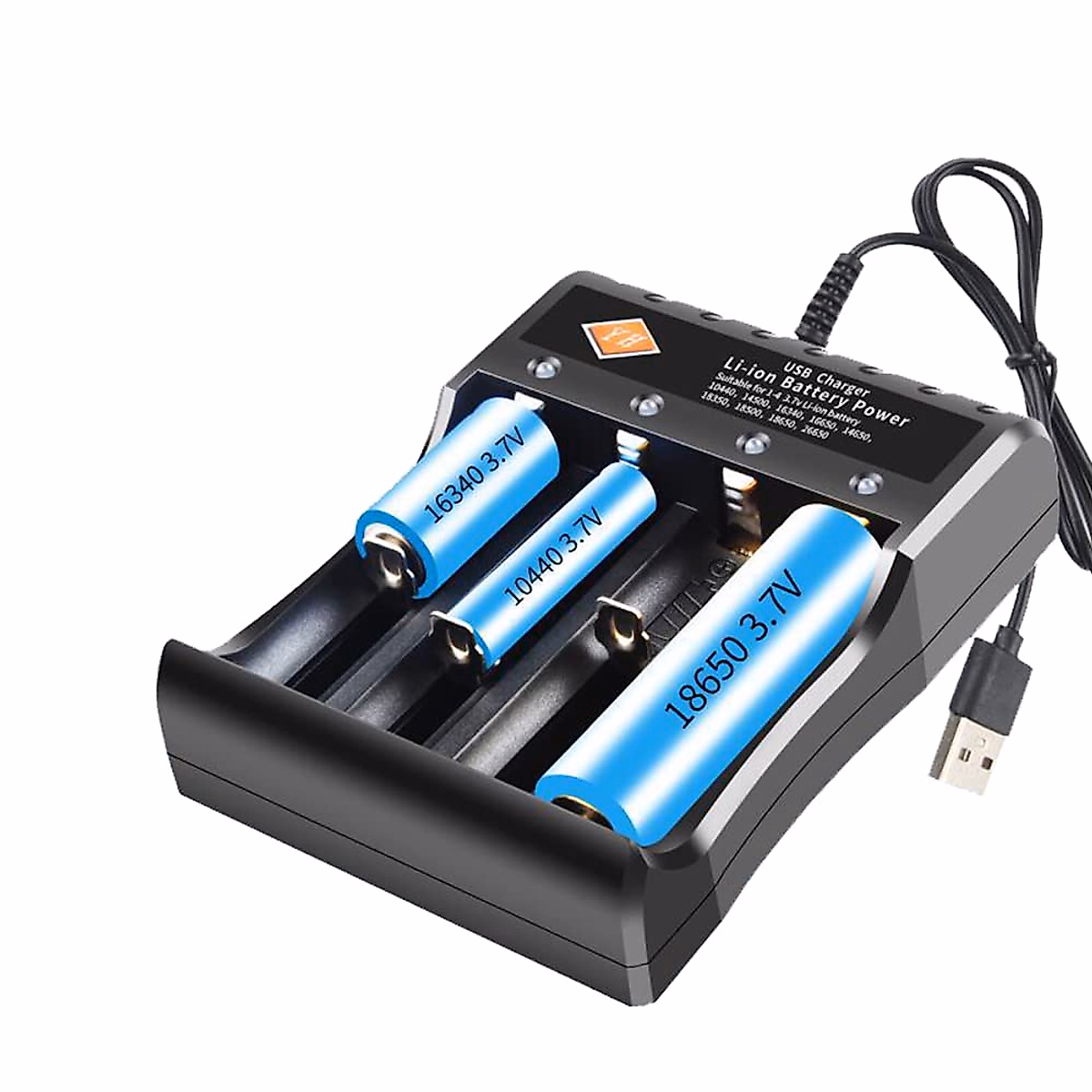Universal Battery Charger, Fast Charging Function with LED Display, 4-slot Smart Battery Charger for 18650 16340 14500 18350 Rechargeable Batteries