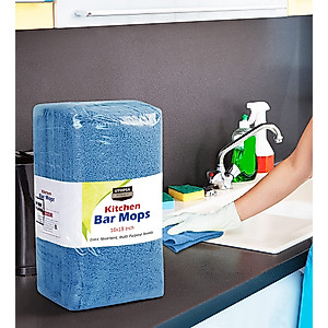 Utopia Towels Bundle of 24 Kitchen Bar Mops - 16"x19" Functional & Multipurpose (Grey & Electric Blue)
