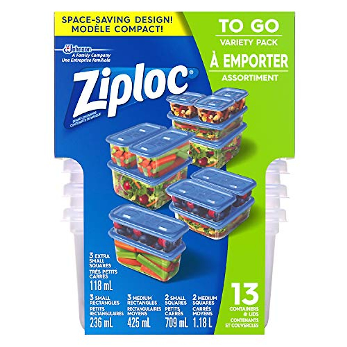 Ziploc 26 Pack To Go Disposable Rectangular Food Containers, 1.18L, Small