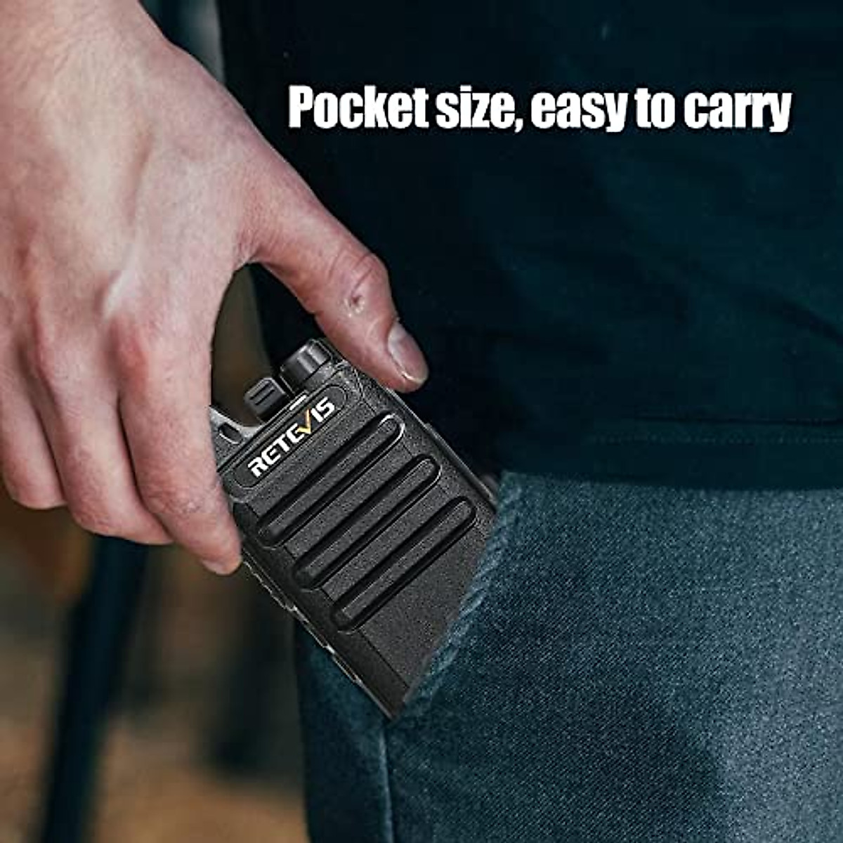 Retevis RT22 Walkie Talkies with Earpiece, Two Way Radios Long Range, Mini Walkie Talkie Rechargeable for Adults,Key Lock,VOX Handsfree, for Family Hunting Camping Hiking Skiing (4 Pack, Black)