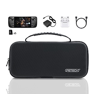 Stream Deck Carrying Case,Game Traveler Steam Deck Case, Protective Hard Portable Travel Carry Case Shell Pouch with Pockets for Accessories and Game Cases in a Recessed Space - Black