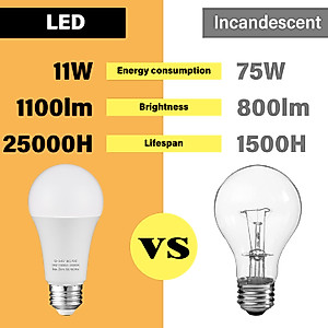 KEIVO 12 Volt Light Bulb, Warm White 3000K, 75 Watt Equivalent, 11W 1100 Lumens, AC/DC 12-24V Low Voltage Led Bulbs, A19 E26 Standard Base, Bright Bulbs for RV, Off Grid Cabin, Camper, 2 Pack