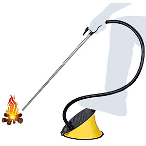 Fireplace Bellows Indoor. Large Capacity Fire Blower for Fireplace, Fire Pit, Stove, BBQ, Outdoor Camping.Foot Air Pump with Collapsible Blower Pipe