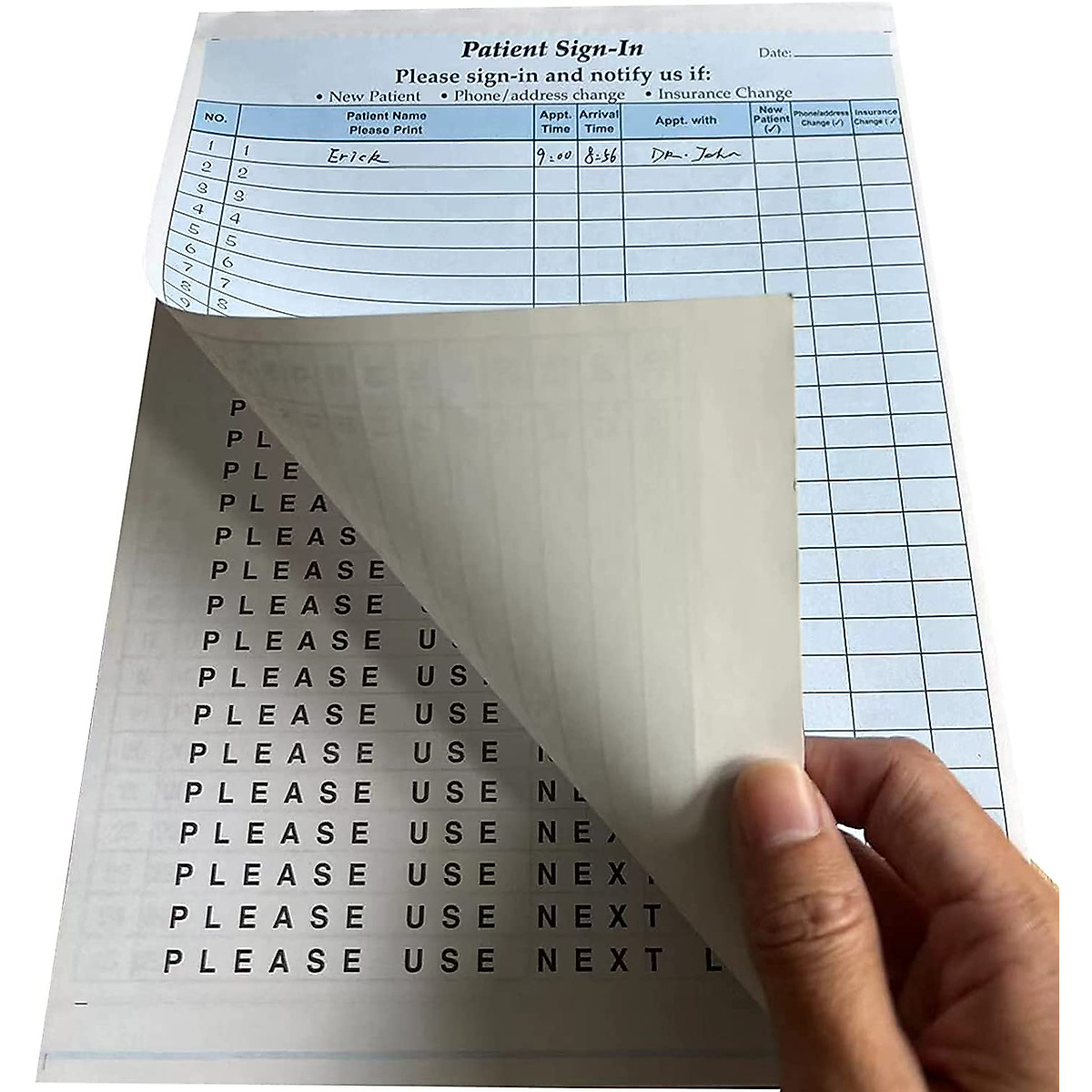 NCR Carbonless 3 Part Patient Sign in Sheets HIPAA Approved and Compliant for Confidentiality in All Medical Offices