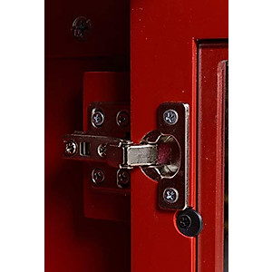 American Furniture Classics OS Home and Office Accent and Display Cabine Glass Door Cabinet, Red Paint