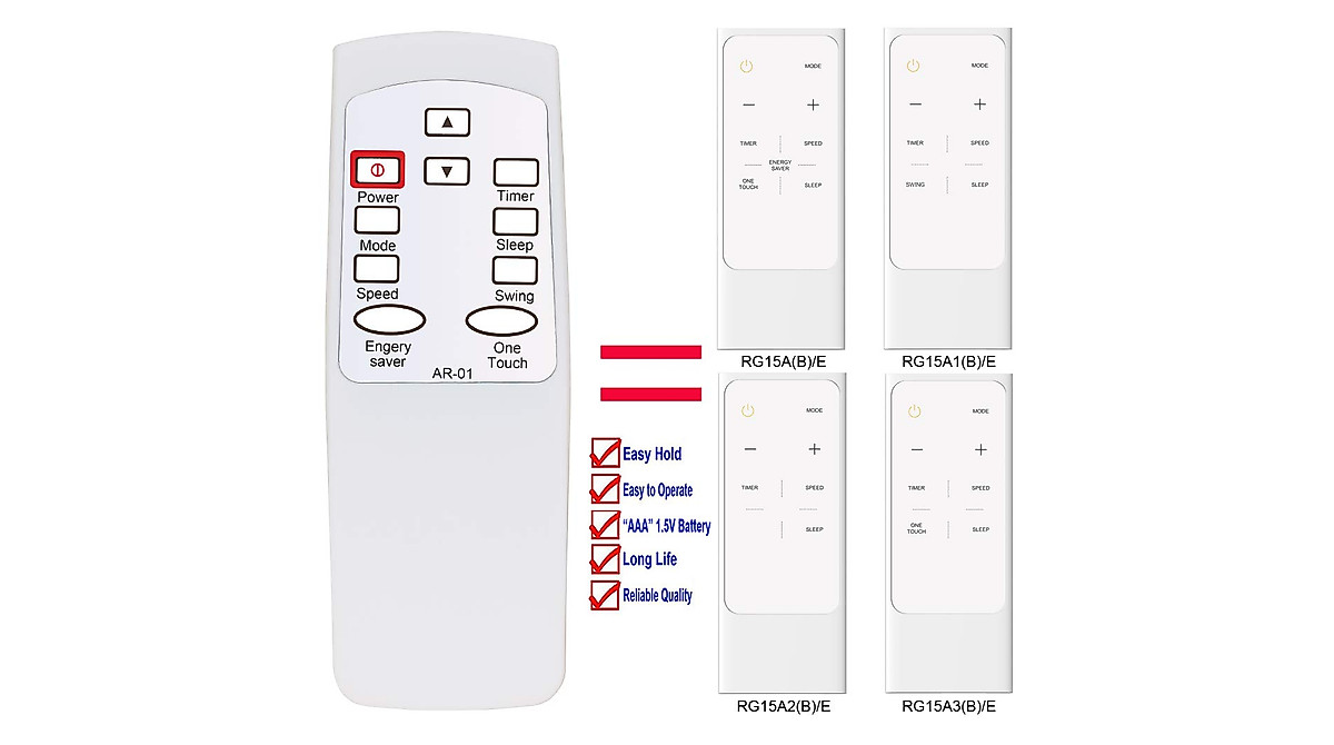 Replacement for Midea TGM Air Conditioner Remote Control RG15A(B)/E ...