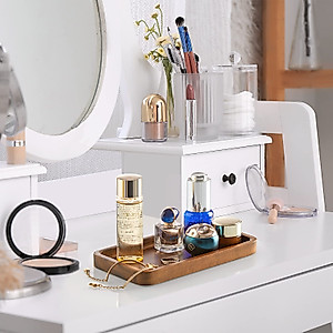 ALELION 6" Small Bathroom Vanity Tray for Counter - Acacia Wood Dish Soap Dispenser Tray for Kitchen - Rustic Decorative Tray for Dresser Tops Perfume Jewelry - Farmhouse Kitchen Decor Accessories