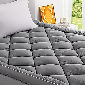 SLEEP ZONE Extra Thick Twin Mattress Topper Plush and Supportive for Back Pain, Breathable Embossed Mattress Pad Cover, Down Alternative Soft Bed Topper with Elastic Fitted Deep Pocket