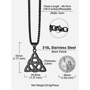 Richsteel Triquetra Celtic Knot Pendant Necklace for Men Women Stainless Steel Irish Knot Amulet Jewelry