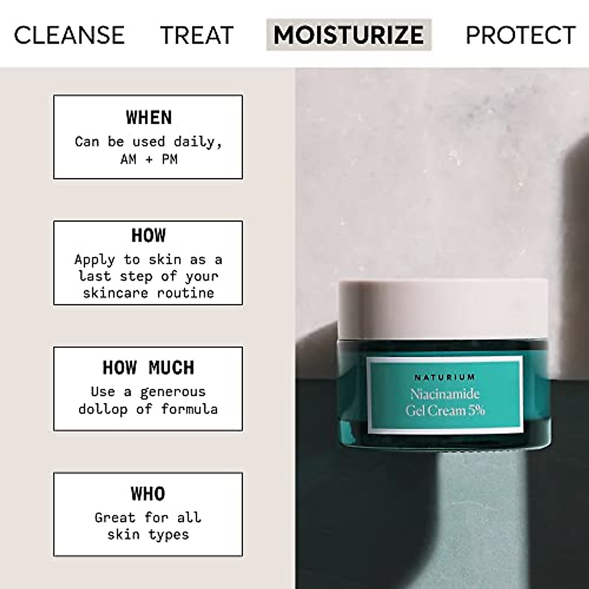 Naturium Niacinamide Gel Cream 5%, Face Moisturizer, Dark Spot Corrector, 1.7 oz