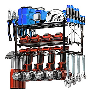 LIYJTK Power Tool Organizer, 3 Layers Heavy Duty Garage Tool Organizers and Storage, Drill Holder Wall Mount Floating Tool Shelf Storage Rack for Garage Organization Gift for Men Dad Father's Day