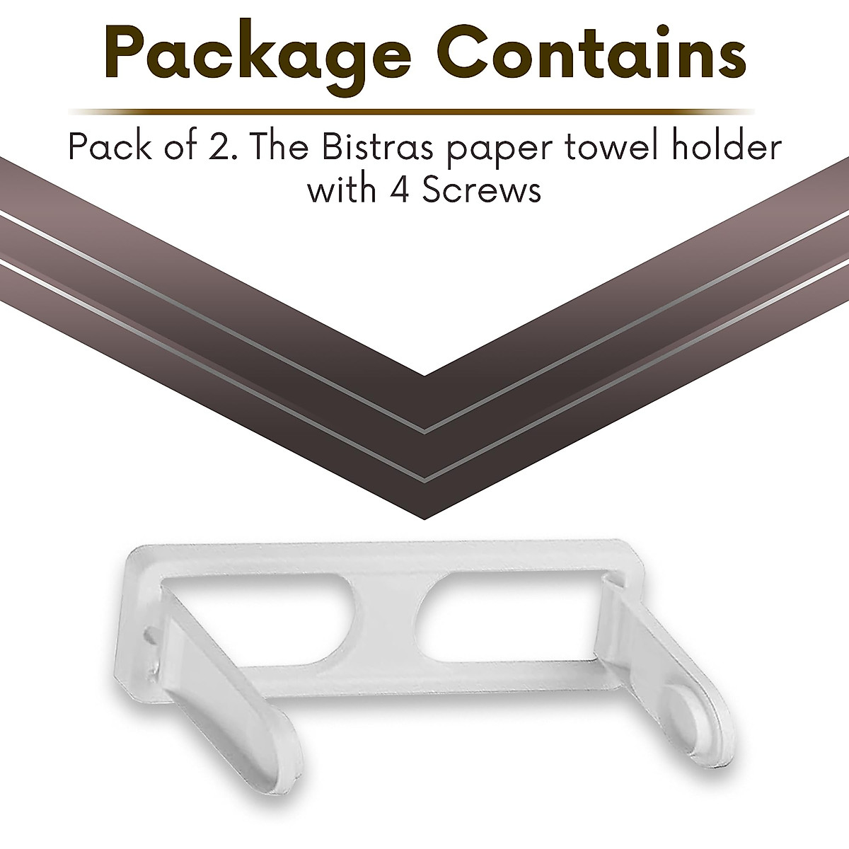 Bistras Wall Mount Paper Towel Holder Dispenser for Kitchen and Bath, Vertical or Horizontal Mount, Under Cabinet Includes 2 Screws (White 1 pk)