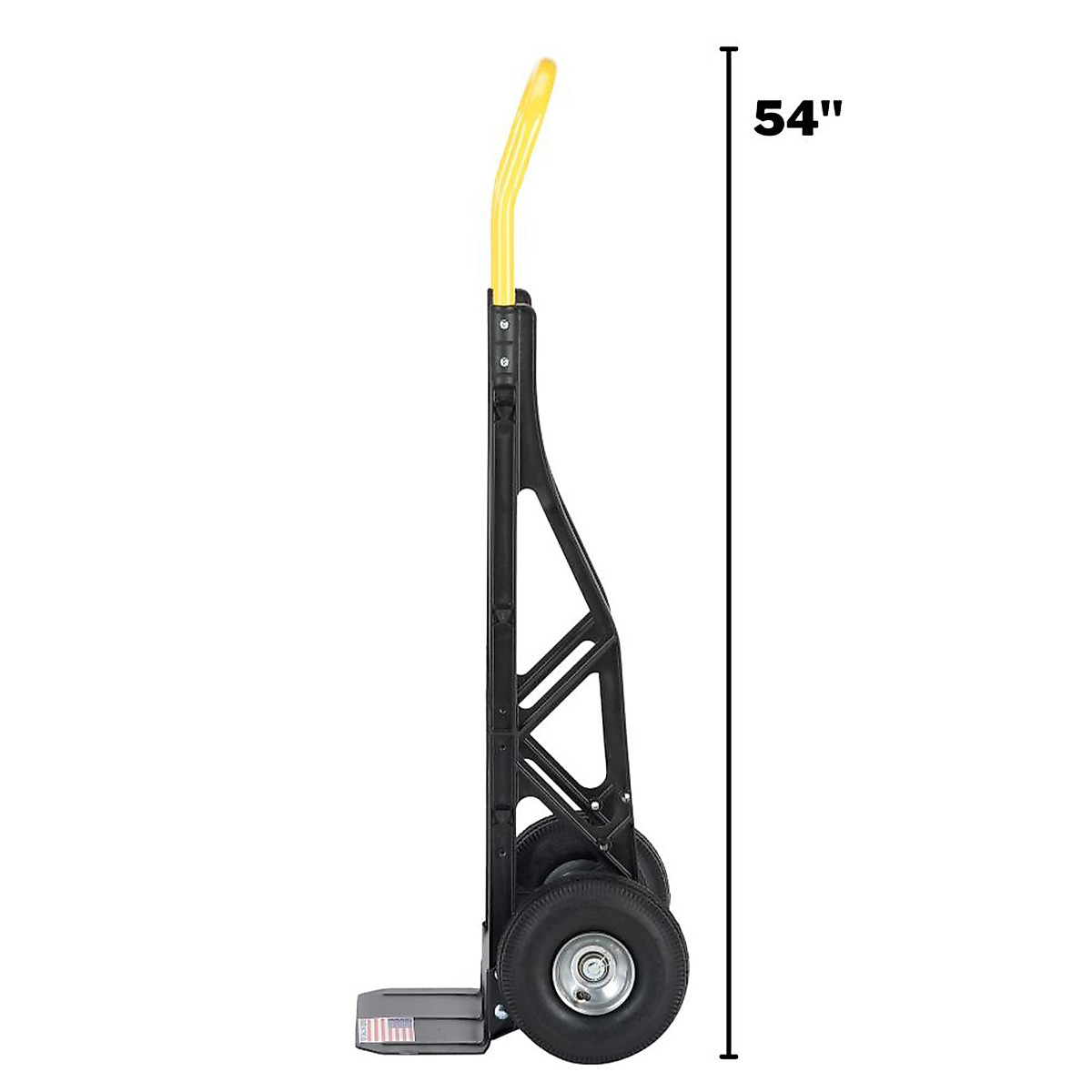 Harper Trucks Flat Free 600 Pound Capacity Heavy-Duty Nylon Frame Hand Truck Dolly Cart w/Steel Baseplate for Warehouses, Offices & Construction Site