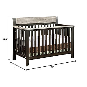 Suite Bebe Hayes 4 in 1 Convertible Crib, Coffee and Faux Barnwood - Quick Ship