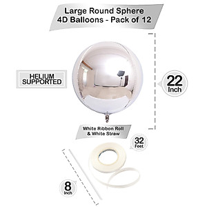 KatchOn, Big Silver Mylar Balloons - 22 Inch, Pack of 12 | Silver Foil Balloons | Silver Balloons, Silver Chrome Balloons | Mirror Balloons, New Years Balloons for New Years Eve Party Supplies 2025