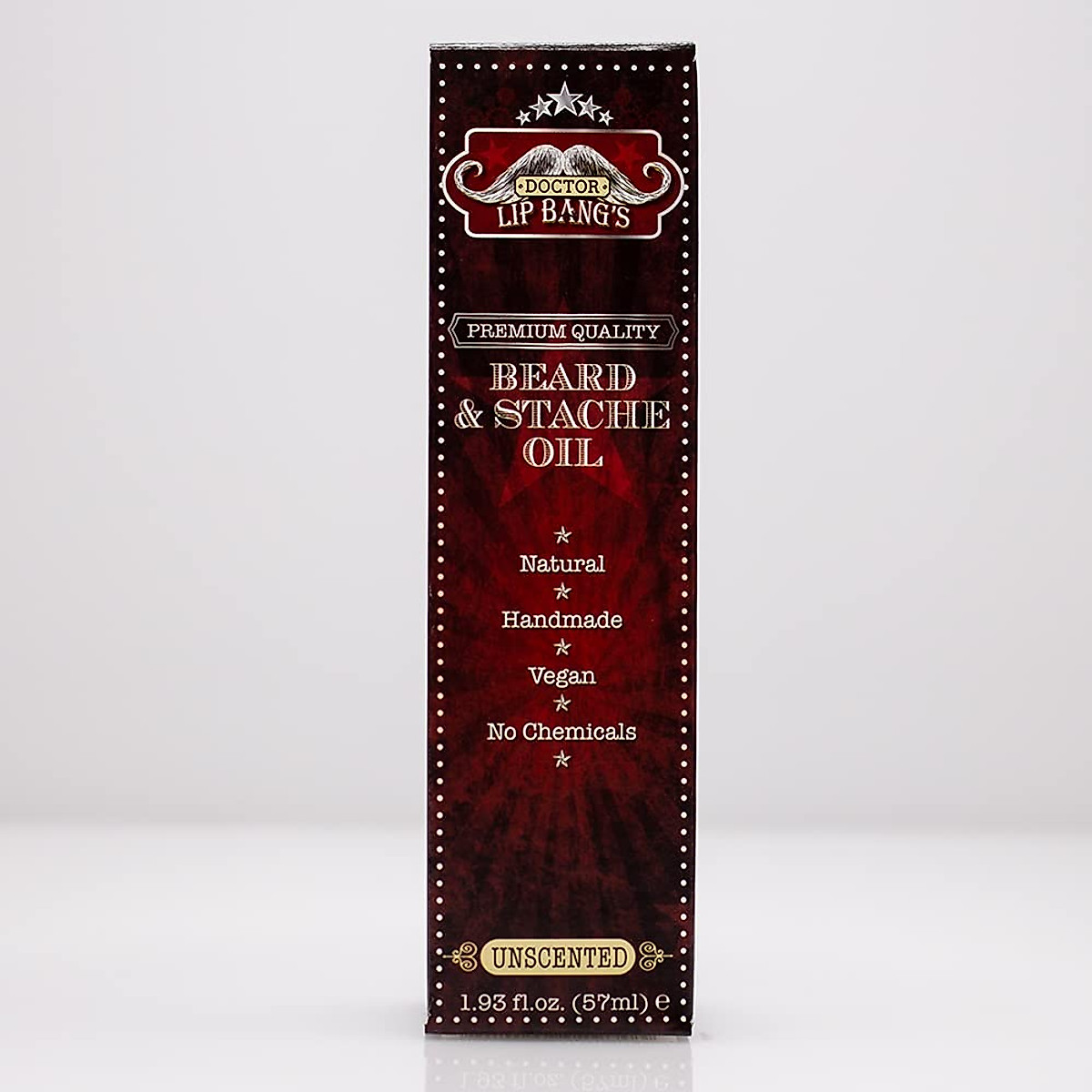 Doctor Lip Bang's Vegan Beard and Stache Oil | Unscented | Cruelty Free | 100% All Natural | Paraben Free | Made in the United States | Great for Grooming Beards and Mustaches