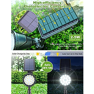 DBF Solar Outdoor Lights, Adjustable Solar Spot Lights Outdoor, 2.5w Solar Panel and Bright, 2-in-1 Waterproof Solar Landscape Spotlights Flood Lights for Garden Yard Flag Pole Pool, 2Pack