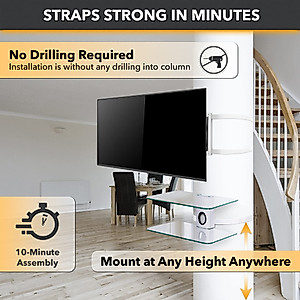 CondoMounts CLMDLSW1002 Pillar & Wall Floating Shelves for Soundbars, Gaming Consoles | No Drill Pillar & Wall Shelf | Holds 40lbs | Fits Pillars 8-in to 48-in Post | Fits No Stud Walls | Clear Glass
