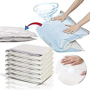 Vacuum Storage Bags, 8 Premium Bags XL, Patented Manual Compression No Pump or Vacuum Needed, Space Saver Tear Resistant Bags