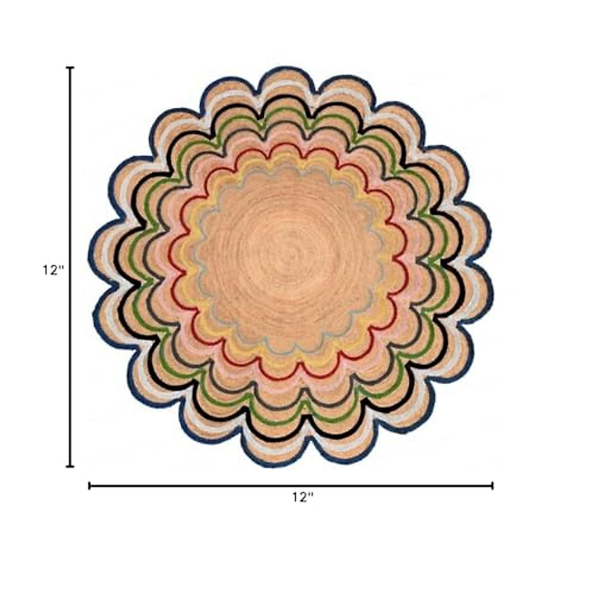 Generic 4X4, 5X5, 6X6,Feet Natural Jute Scallop Round Rug, Floor Scalloped Edge Rug Braided Boho Eco Large Circular Handmade Area Rugs (Natural, 5X5 Ft Round Rug)